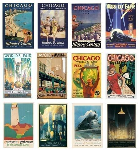 Old Chicago Postcards Poster Plus Postcard Set